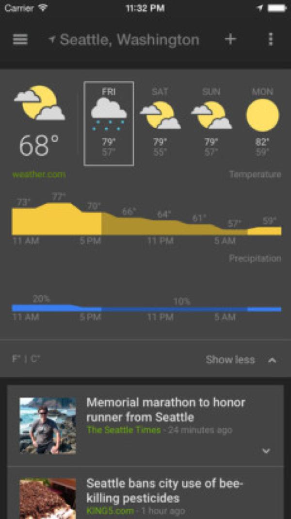 L'app Google News and Weather (actualités et météo) est disponible sur ...