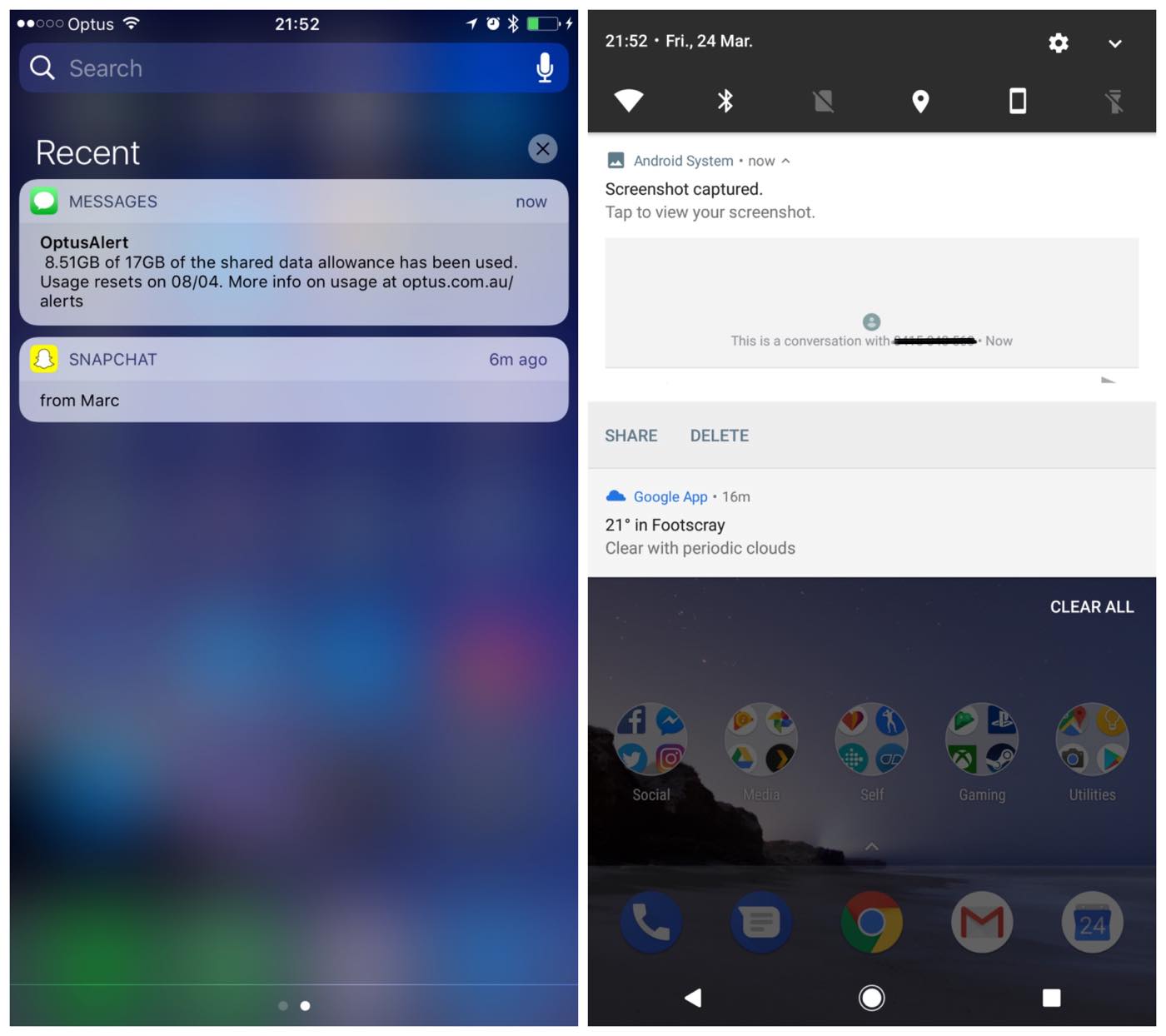 Comparaison en images : iOS 10 vs Android O - iPhoneAddict.fr