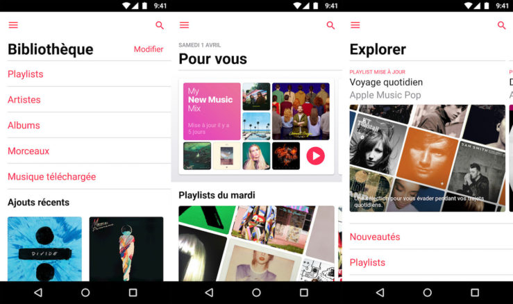 Apple met à jour Apple Music sur Android avec un design proche d'iOS 10 ...