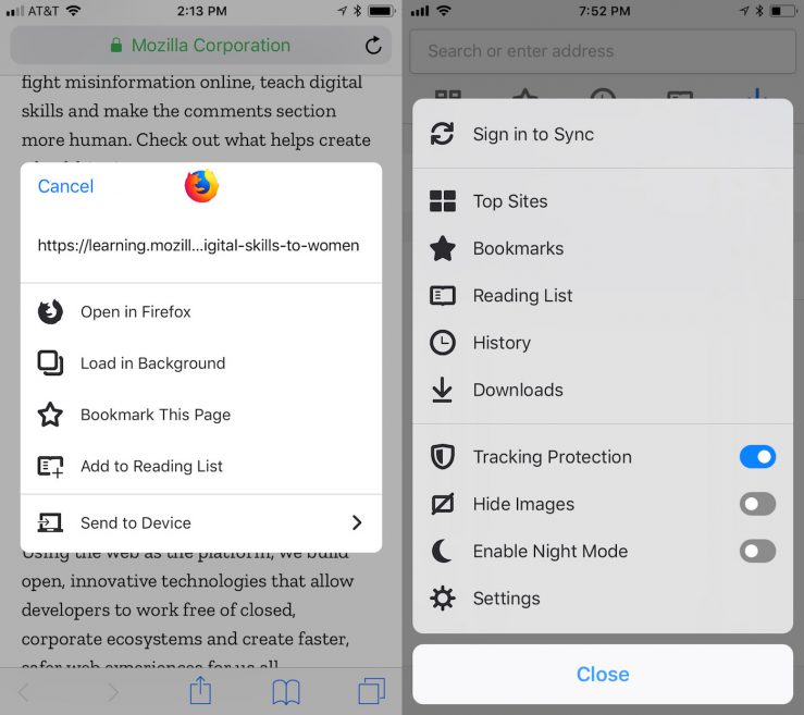 Firefox sur iOS propose de télécharger des fichiers et d'autres ...