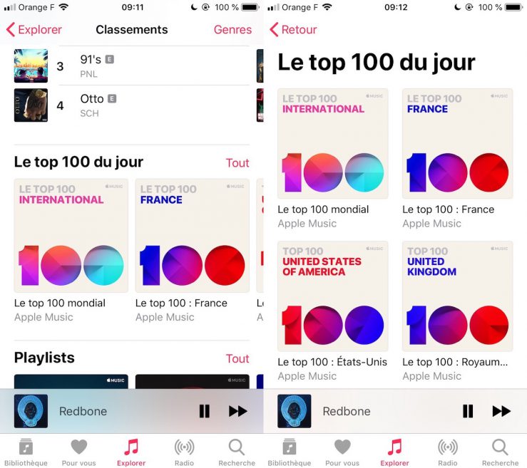Apple Music sépare (enfin) les albums et singles et propose des top 100 ...