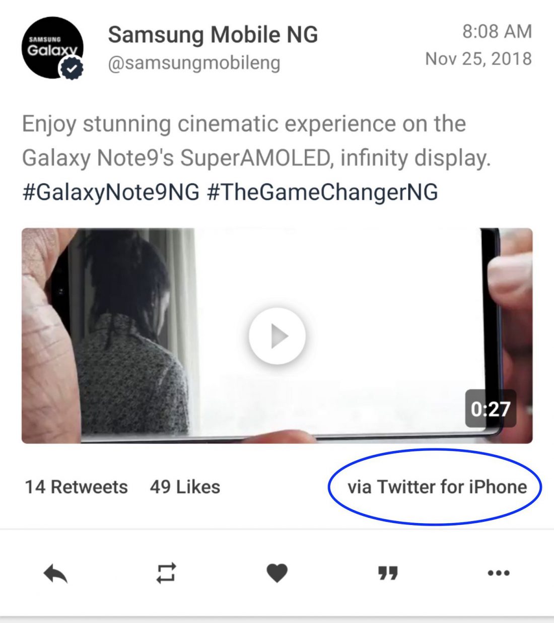 Samsung utilise un iPhone pour faire la promo du Galaxy Note 9 sur ...