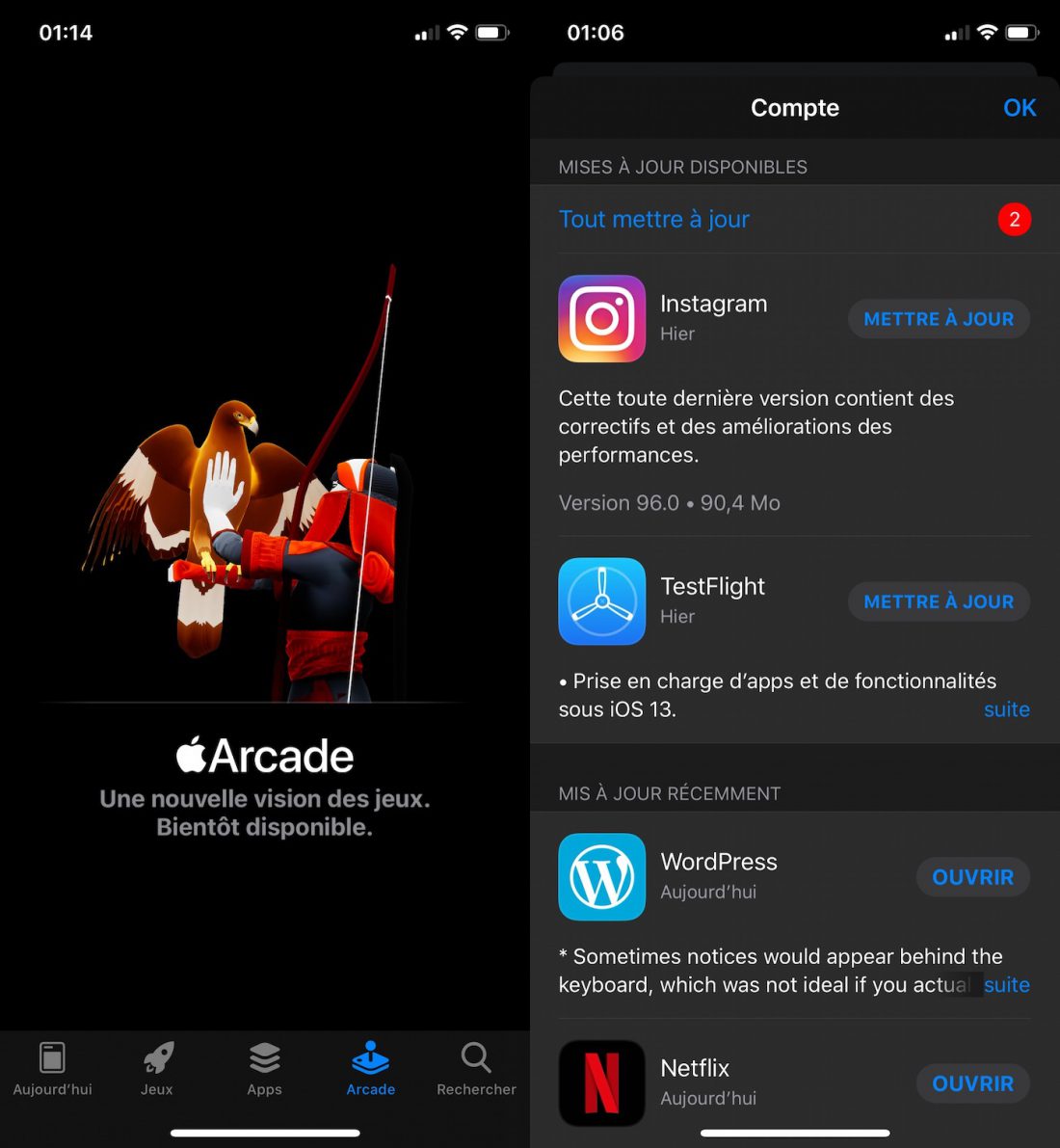 iOS 13 : l'App Store ajoute Apple Arcade et modifie l'accès aux mises à ...
