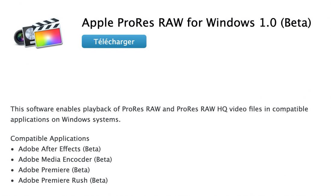 Apple propose le support des vidéos ProRes RAW sur Windows ...
