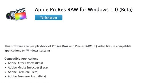 Apple propose le support des vidéos ProRes RAW sur Windows ...