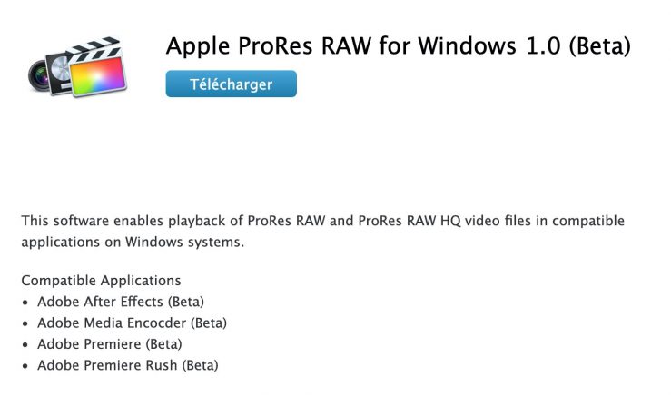 Apple propose le support des vidéos ProRes RAW sur Windows ...