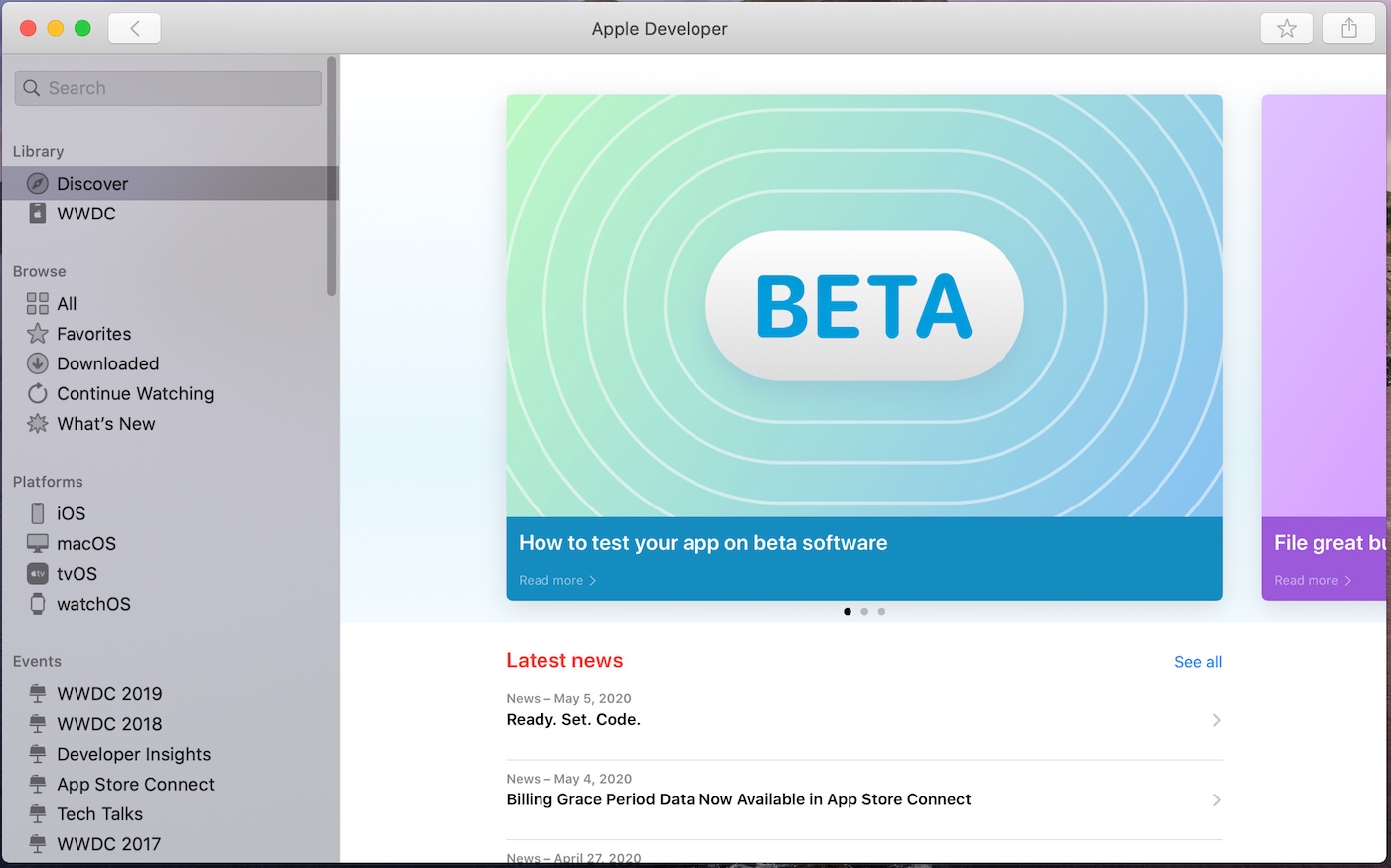 WWDC 2020 : l'app Apple Developer mise à jour et ajout d'une version ...