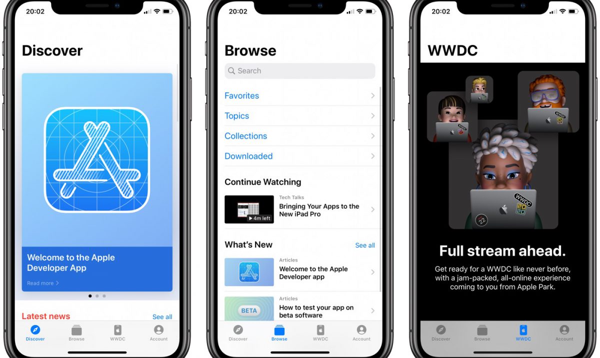 WWDC 2020 : l'app Apple Developer mise à jour et ajout d'une version ...
