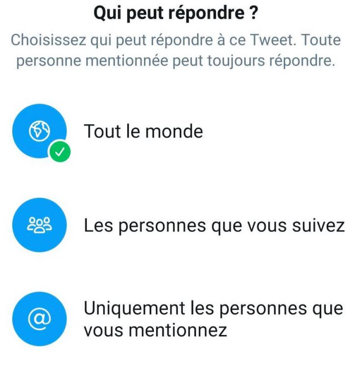 Twitter sur iOS ajoute l'option pour limiter les réponses aux tweets ...