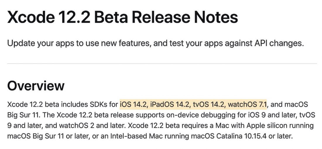 Apple évoque Déjà Ios 14 2 Tvos 14 2 Et Watchos 7 1 Avec La Bêta De Xcode 12 2 Iphoneaddict Fr