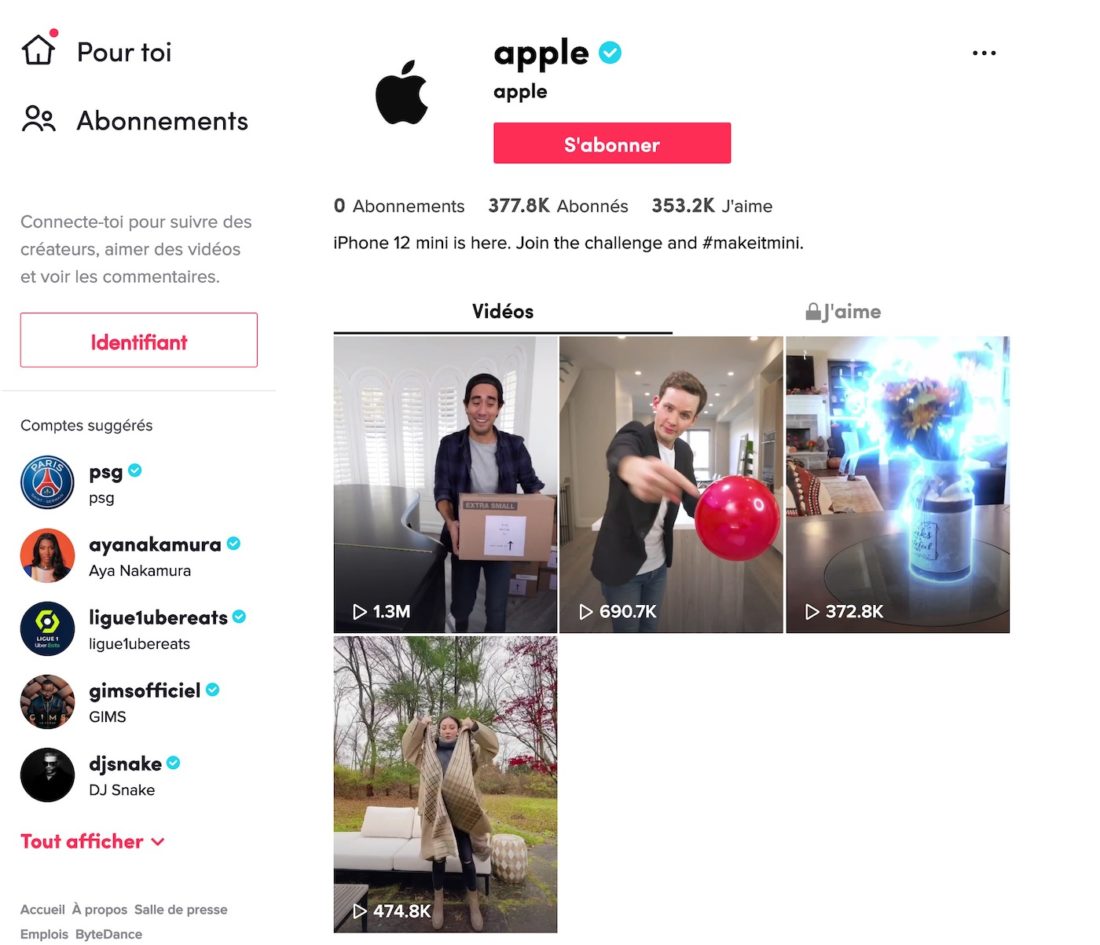 Apple utilise TikTok pour vanter l’iPhone 12 mini - iPhoneAddict.fr
