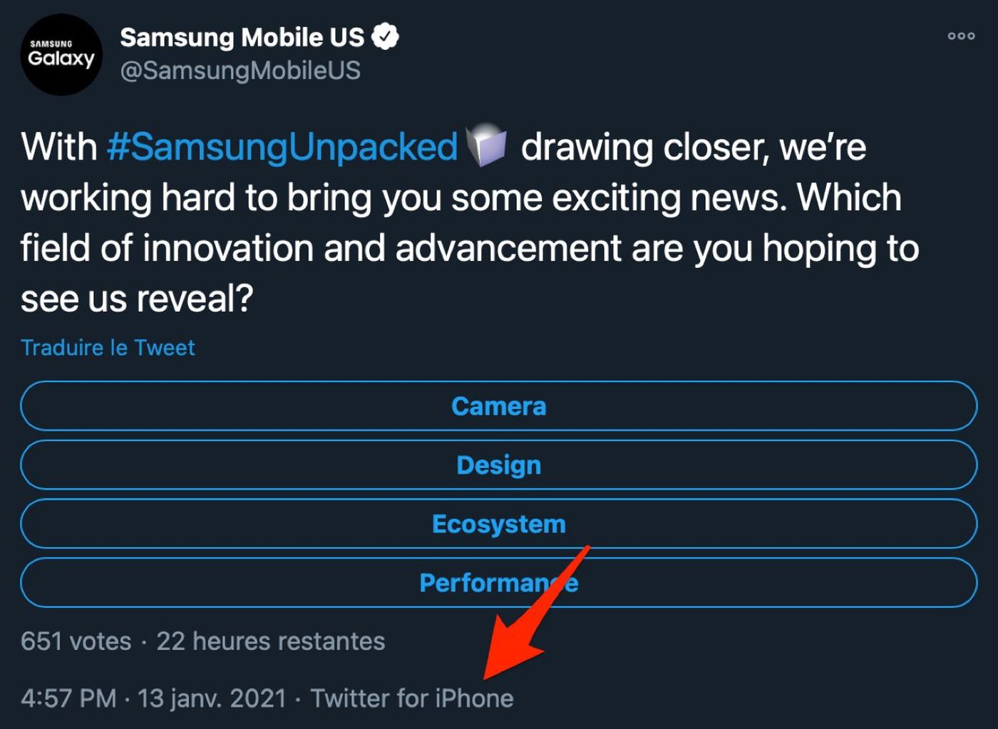 Epic Fail : Samsung tweete sur le Galaxy S21... à partir d'un iPhone ...