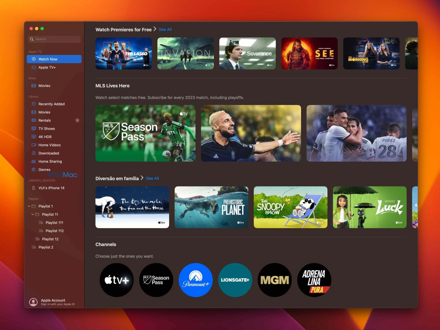 Apple va changer son app TV sur Mac avec une barre latérale pour la ...