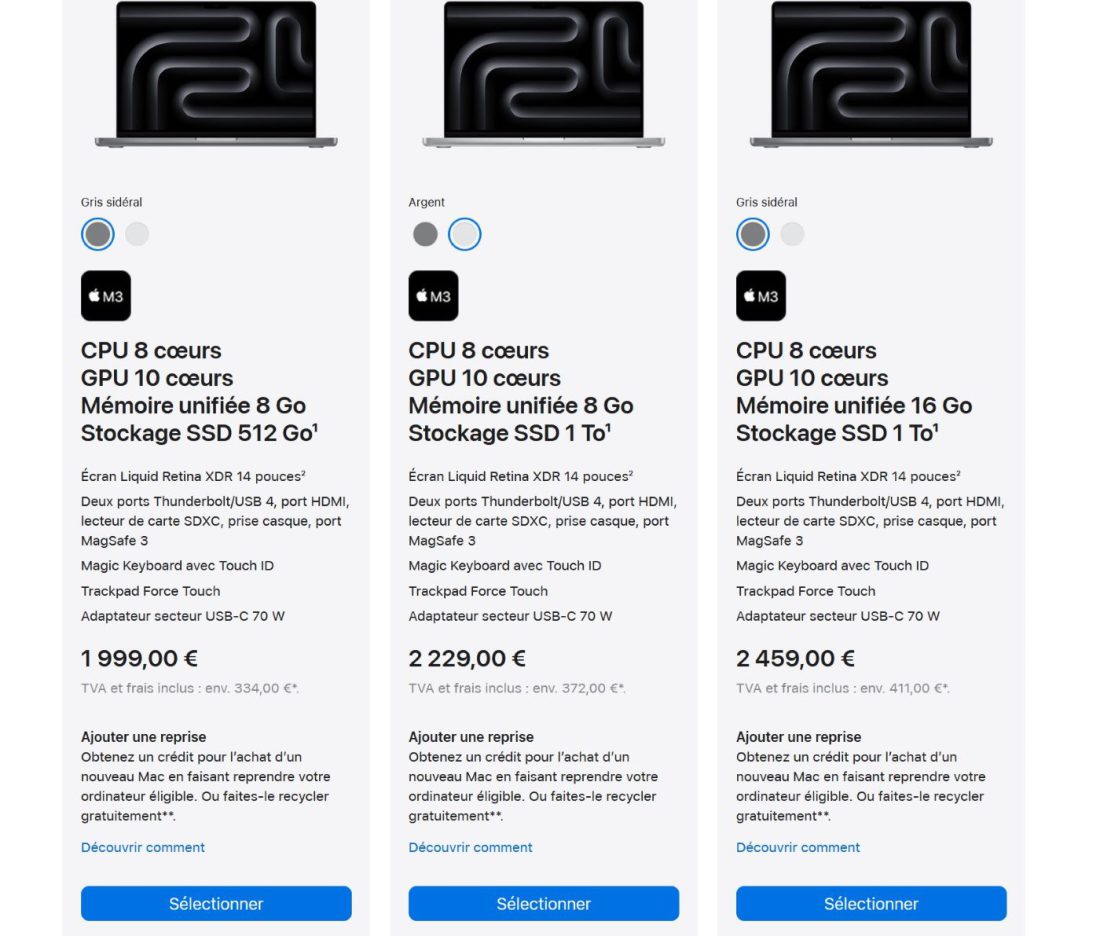 MacBook Pro M3 : Apple propose un "nouveau" modèle avec 16 Go de RAM ...