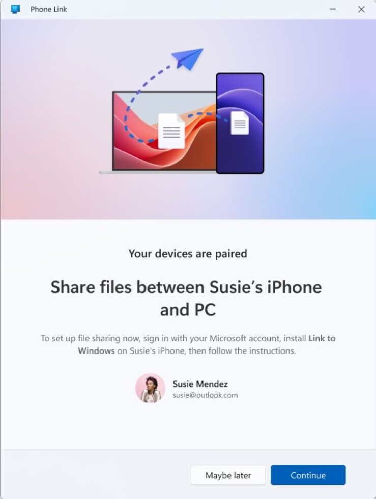 Microsoft teste le partage de fichiers entre les iPhone et PC Windows ...