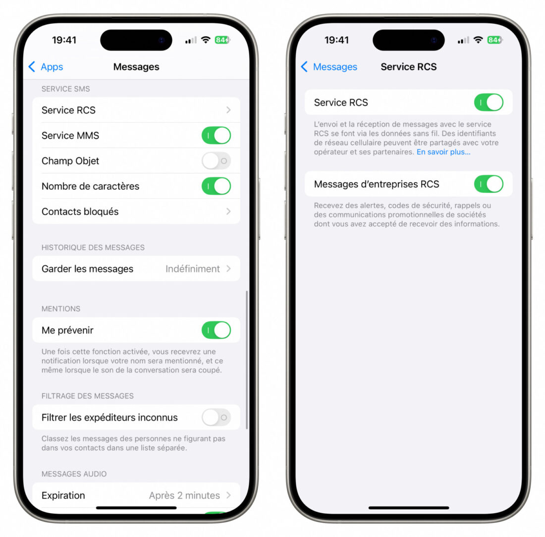 Avec iOS 18.4, le RCS sur iPhone est disponible chez les principaux ...