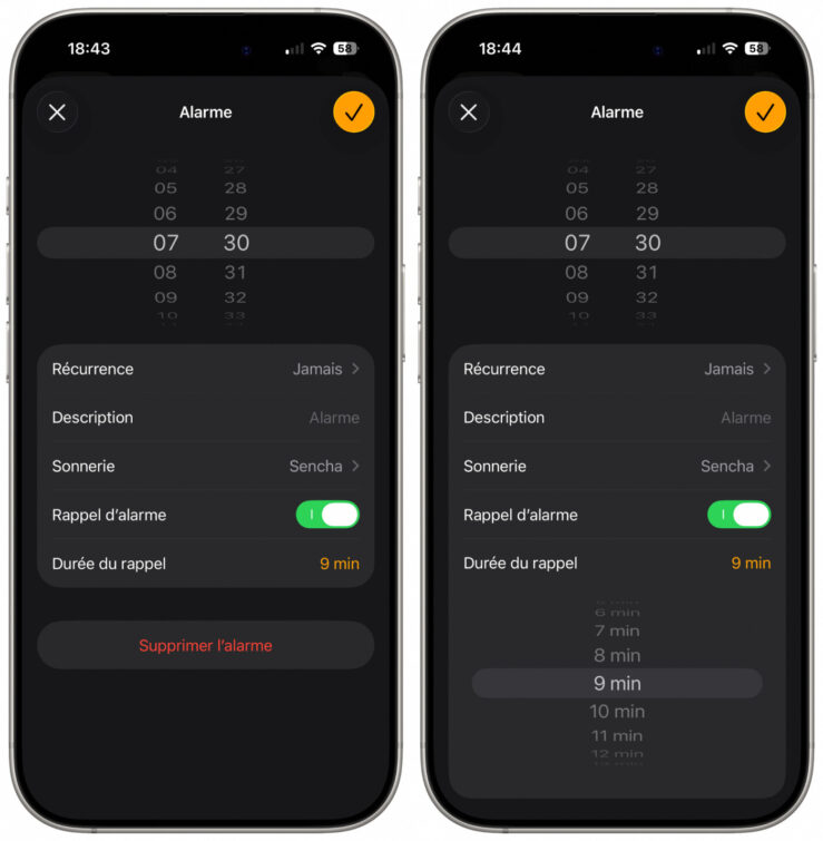 iOS 26 permet de choisir la durée du rappel (snooze) des alarmes ...