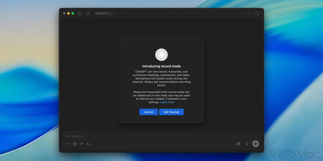 OpenAI étend la fonction "Record Mode" aux abonnés ChatGPT Plus sur Mac - iPhoneAddict.fr
