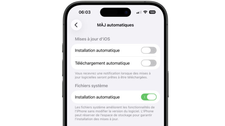 iOS 26.2 réactive l'installation automatique des mises à jour pour ...
